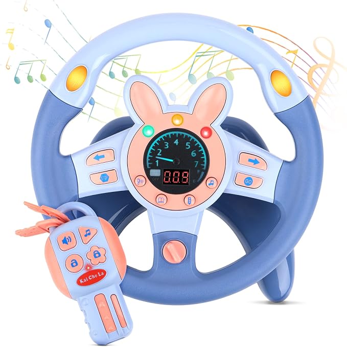 Amazon.com: deAO Kids Steering Wheel for Backseat with Key Baby Toys ...