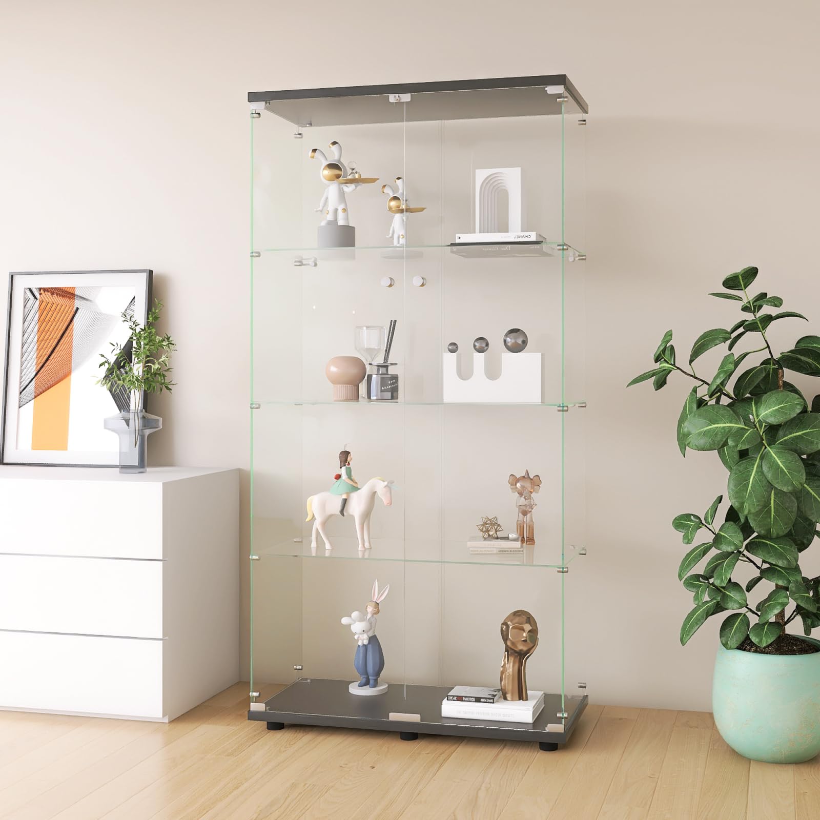 Vitrina De Cristal Para Vitrina 2 Puertas Cristal Madera Mango Metal