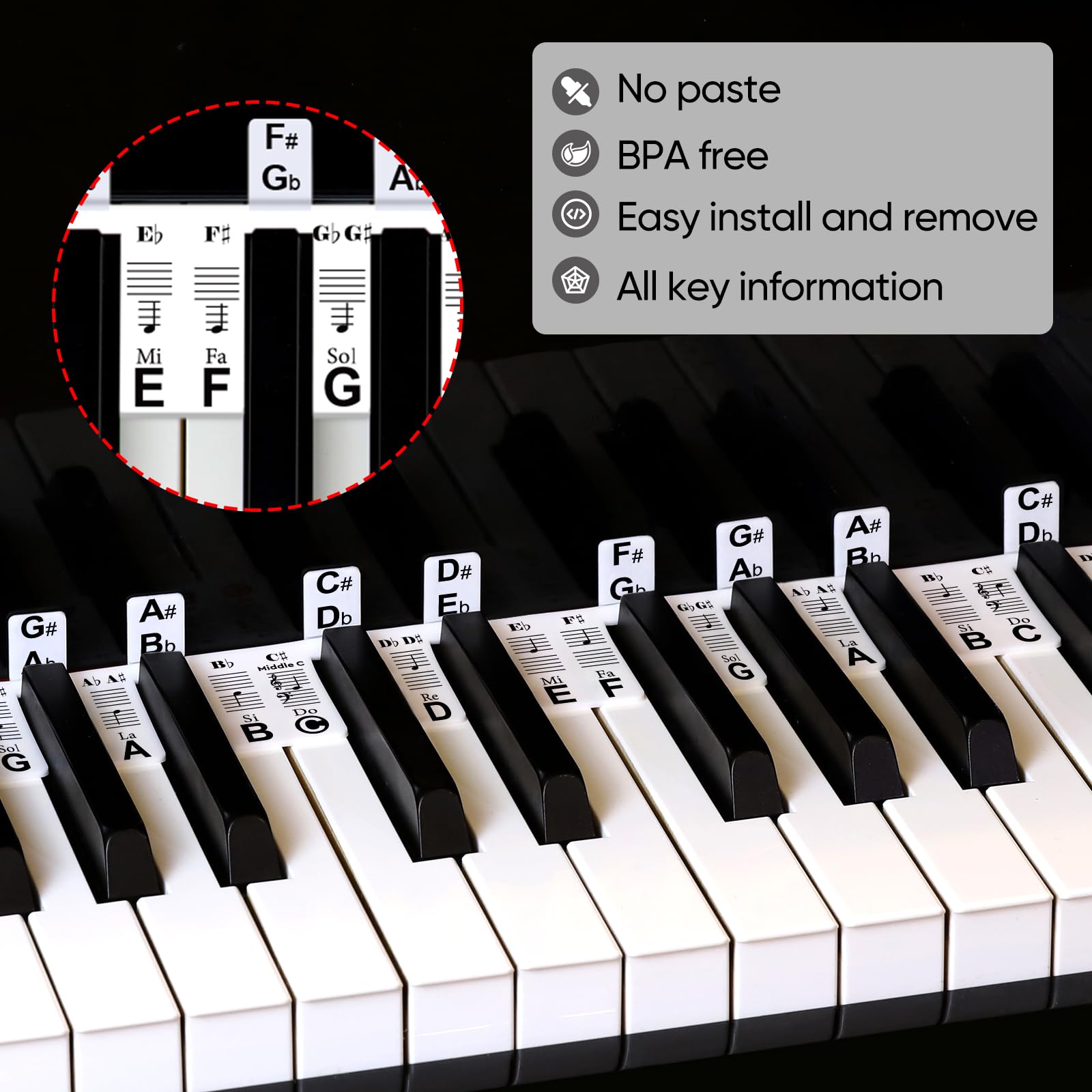 Snapklik.com : Piano Notes Guide For Beginner,88-Key Full Size Keyboard ...
