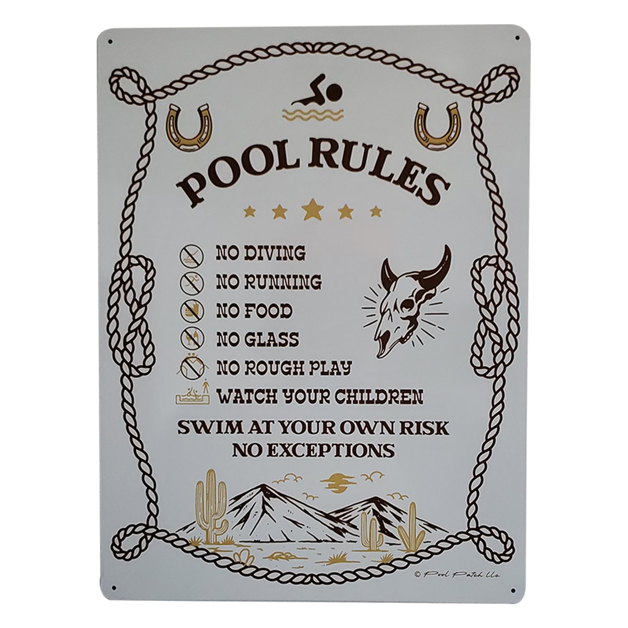 Vintage Western Pool Rules Sign Authentic Old West Styled Safety ...