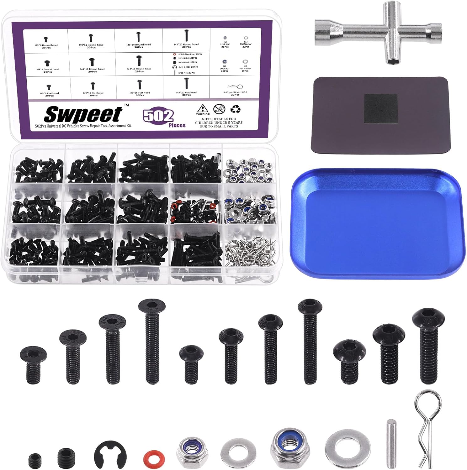 Amazon.com: Swpeet 502Pcs Universal RC Screw Kit Screws Assortment Set ...