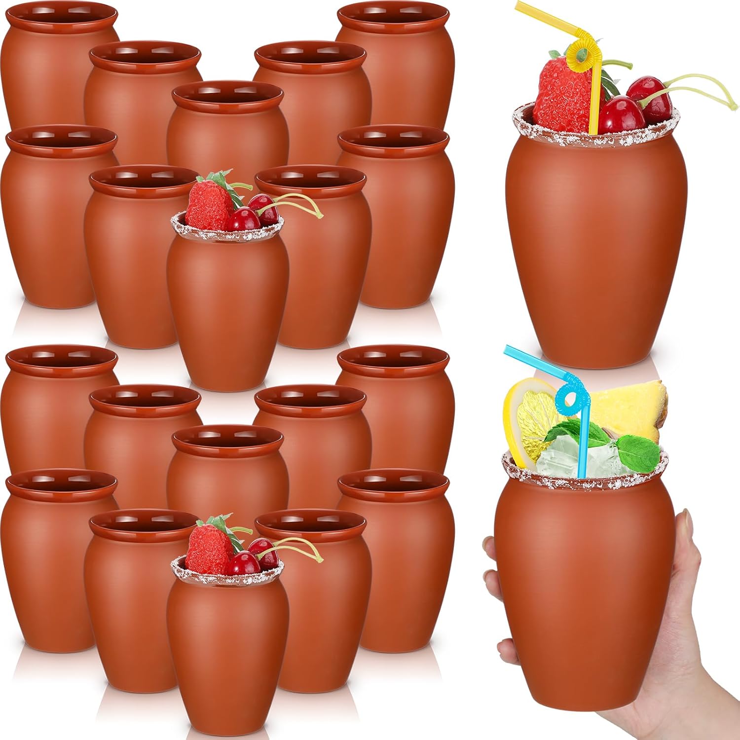 Amazon.com | Gejoy Cantaritos De Barro Mexicanos 16 oz Cantaritos ...