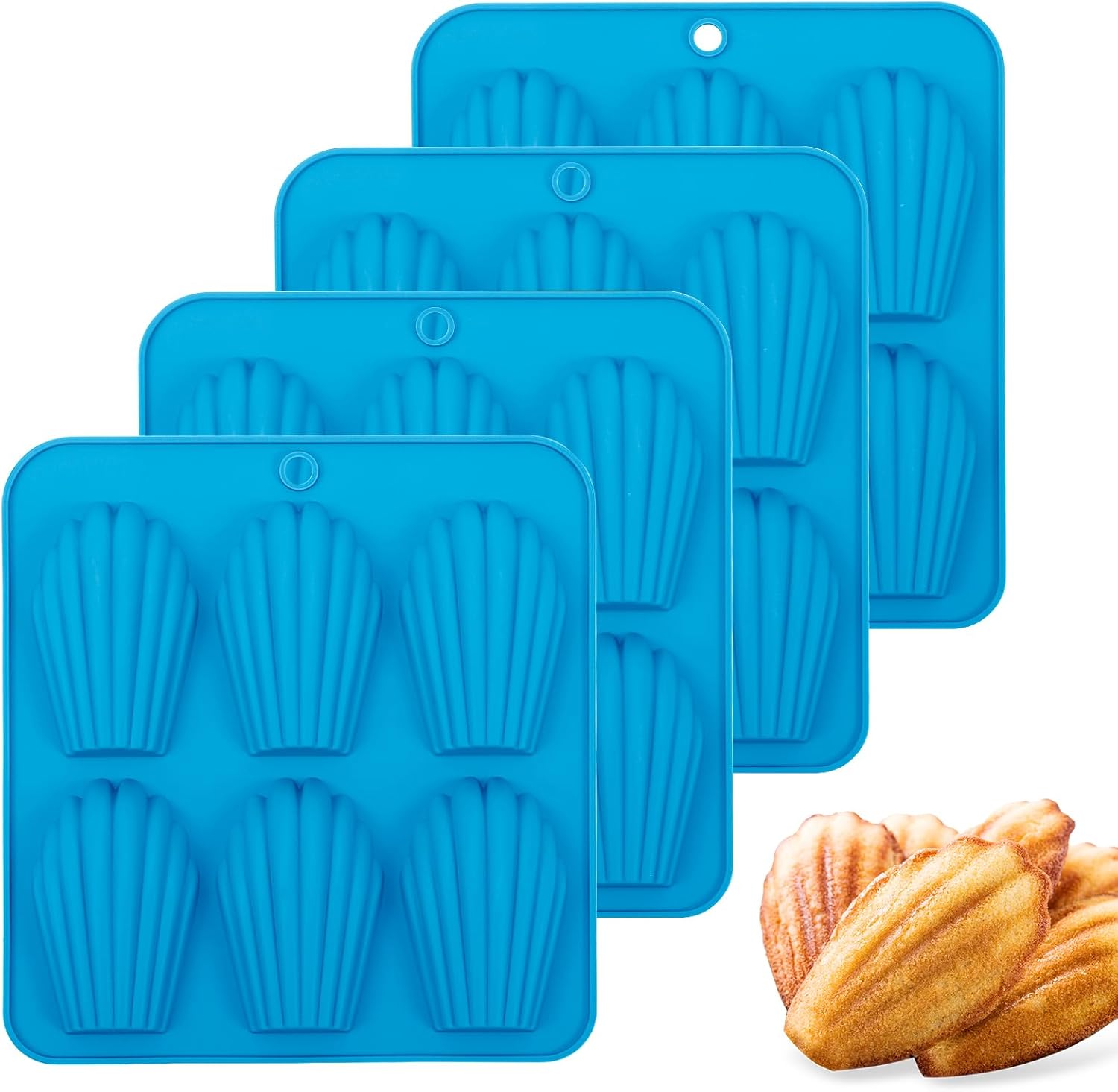 Amazon.com: 4 Pack Madeleine Pans for Baking, 6 Cavity Shell Shape ...