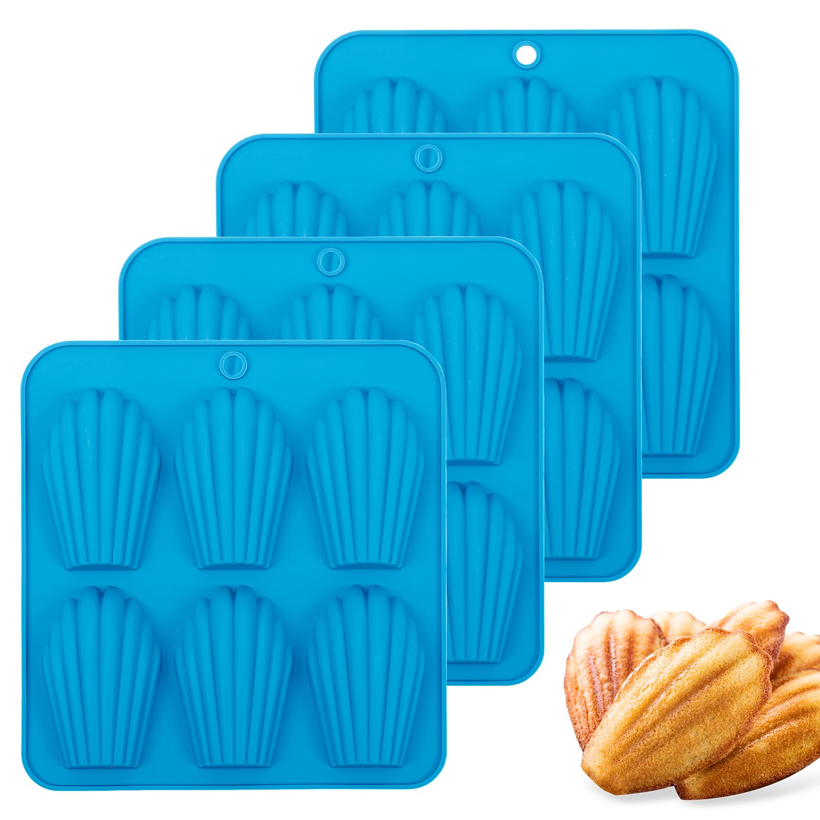 Amazon.com: 4 Pack Madeleine Pans for Baking, 6 Cavity Shell Shape ...