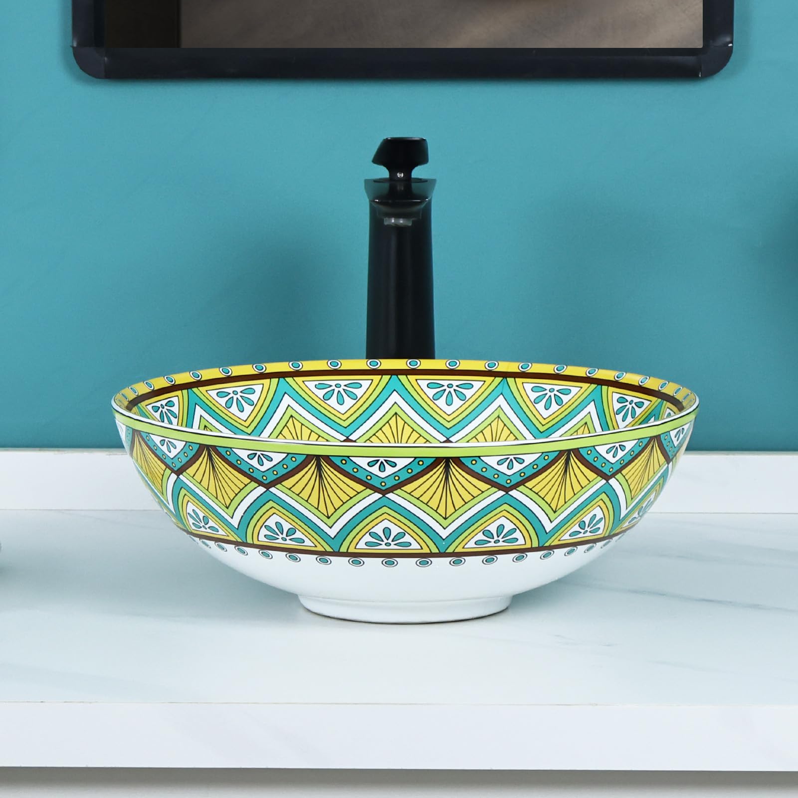Tysun Round Vessel Sink - 16'' x 16'' Round Bathroom Sink Modern Above ...