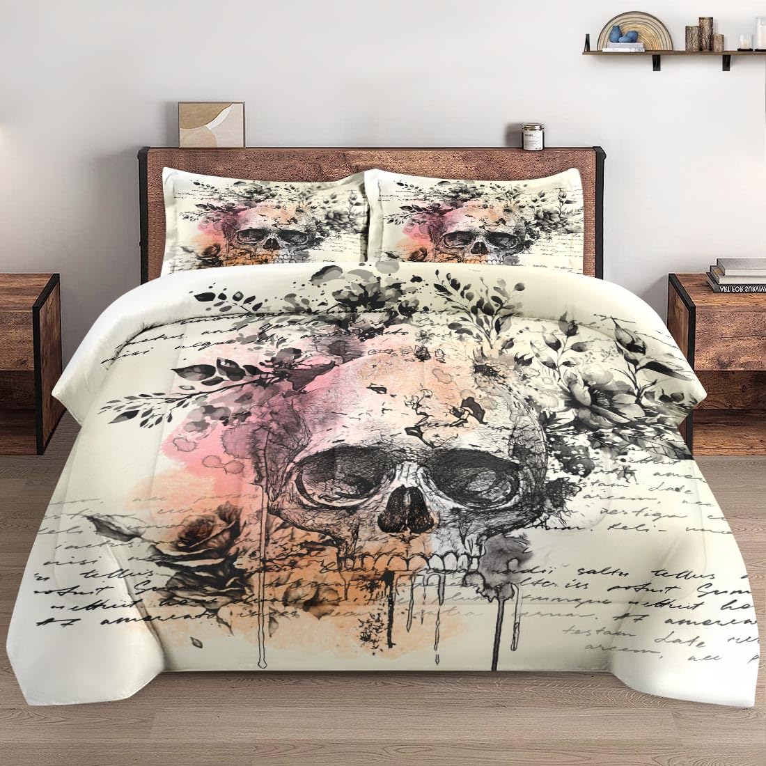 Amazon.com: WeCozy Full Size Comforter Set with 2 Pillowcases, Skull ...