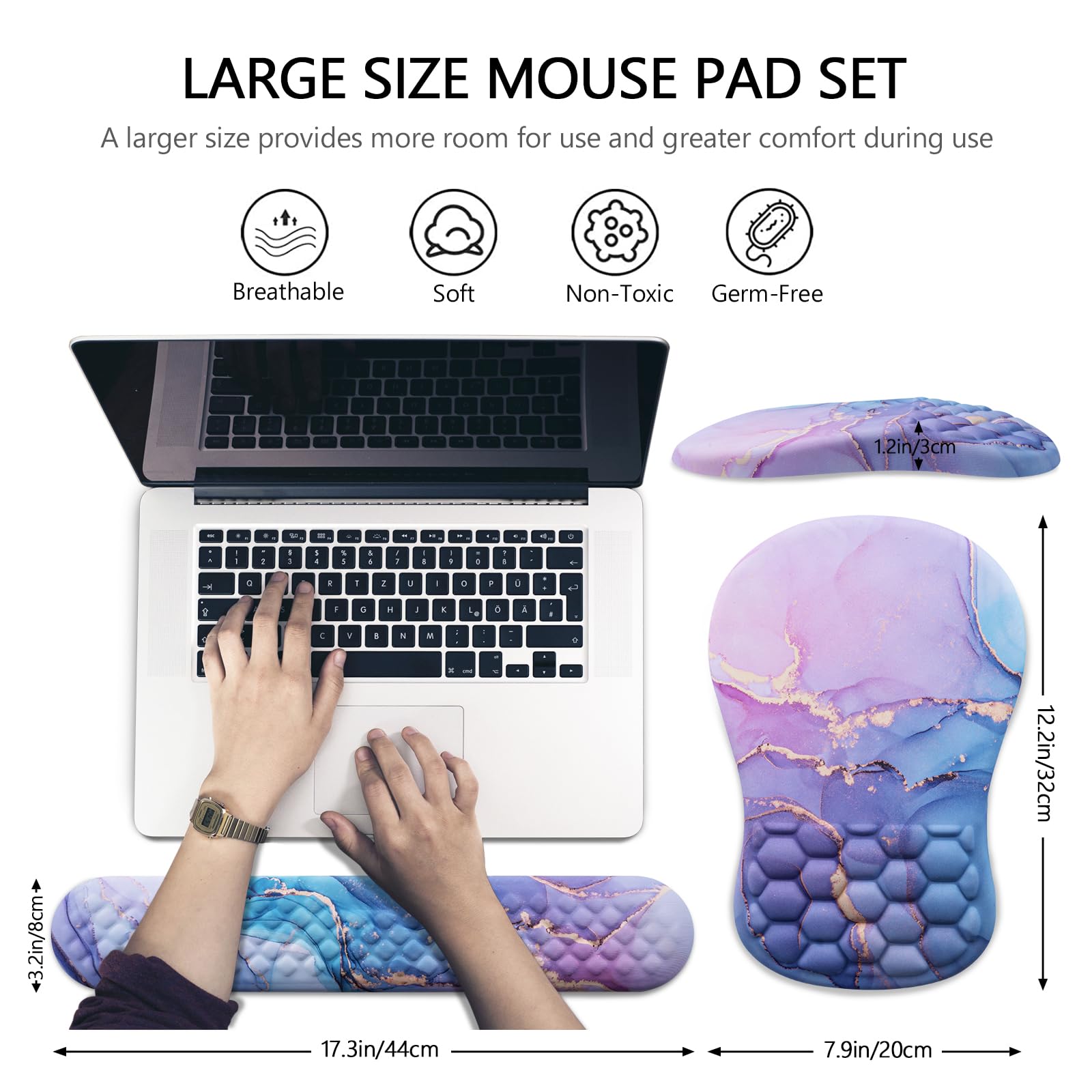 Mouse Pad Wrist Support, Laokiiy 2 in1 Keyboard Wrist Rest+ Ergonomic ...