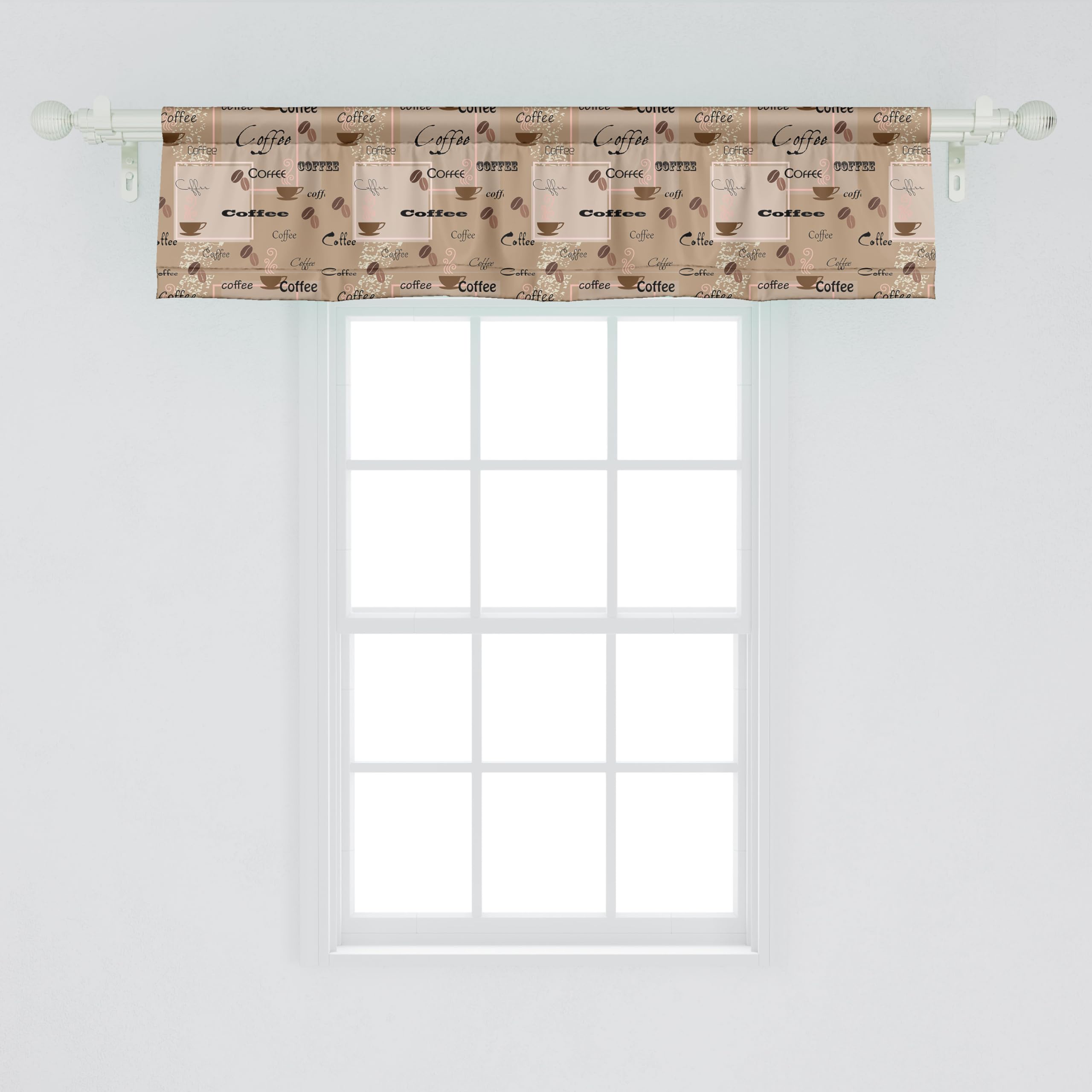 Amazon.com: Ambesonne Coffee Window Valance Pack of 2, Coffee Words ...