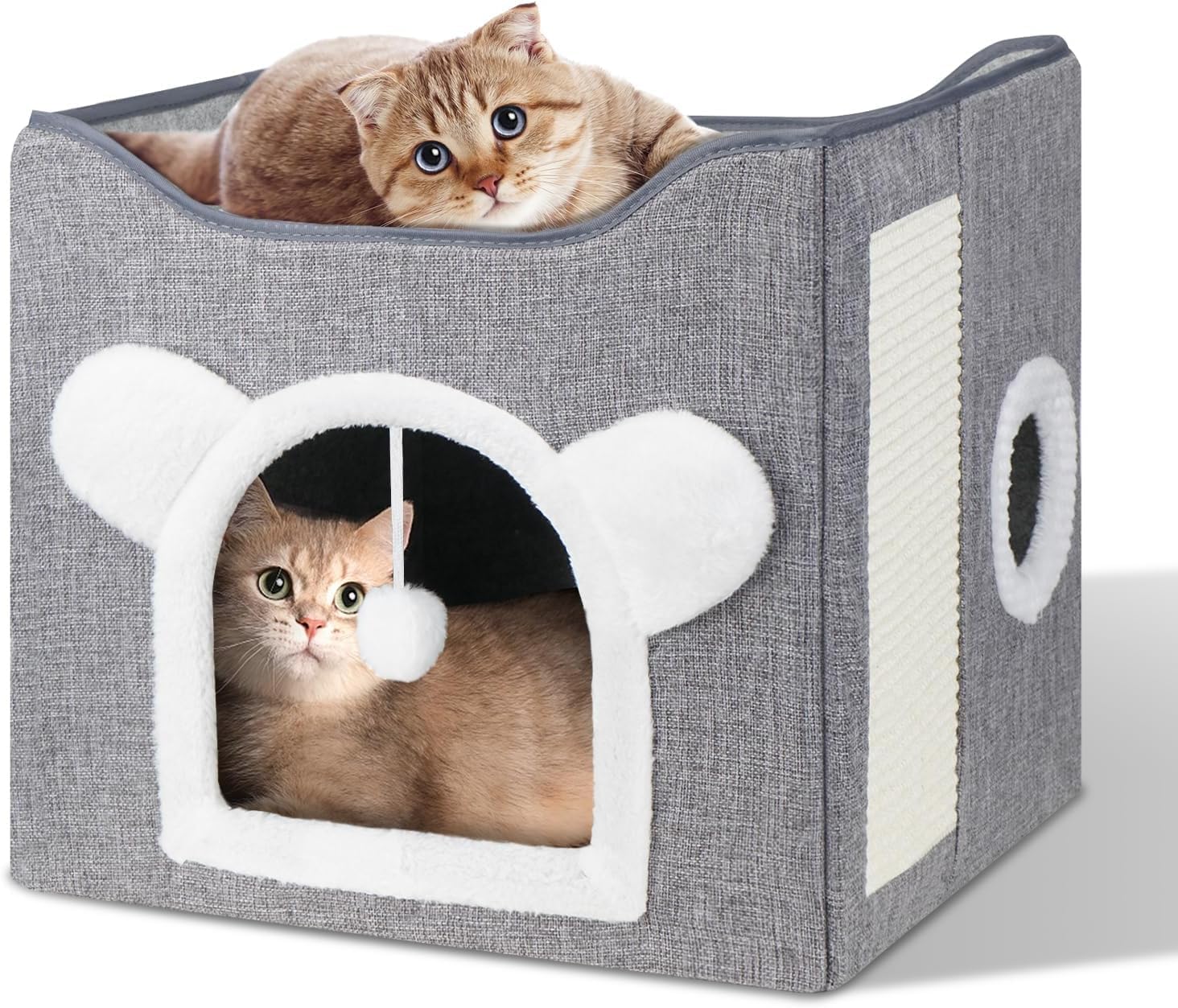 Cat Beds for Indoor Cats - Large Cave for Pet Cat House with Fluffy ...