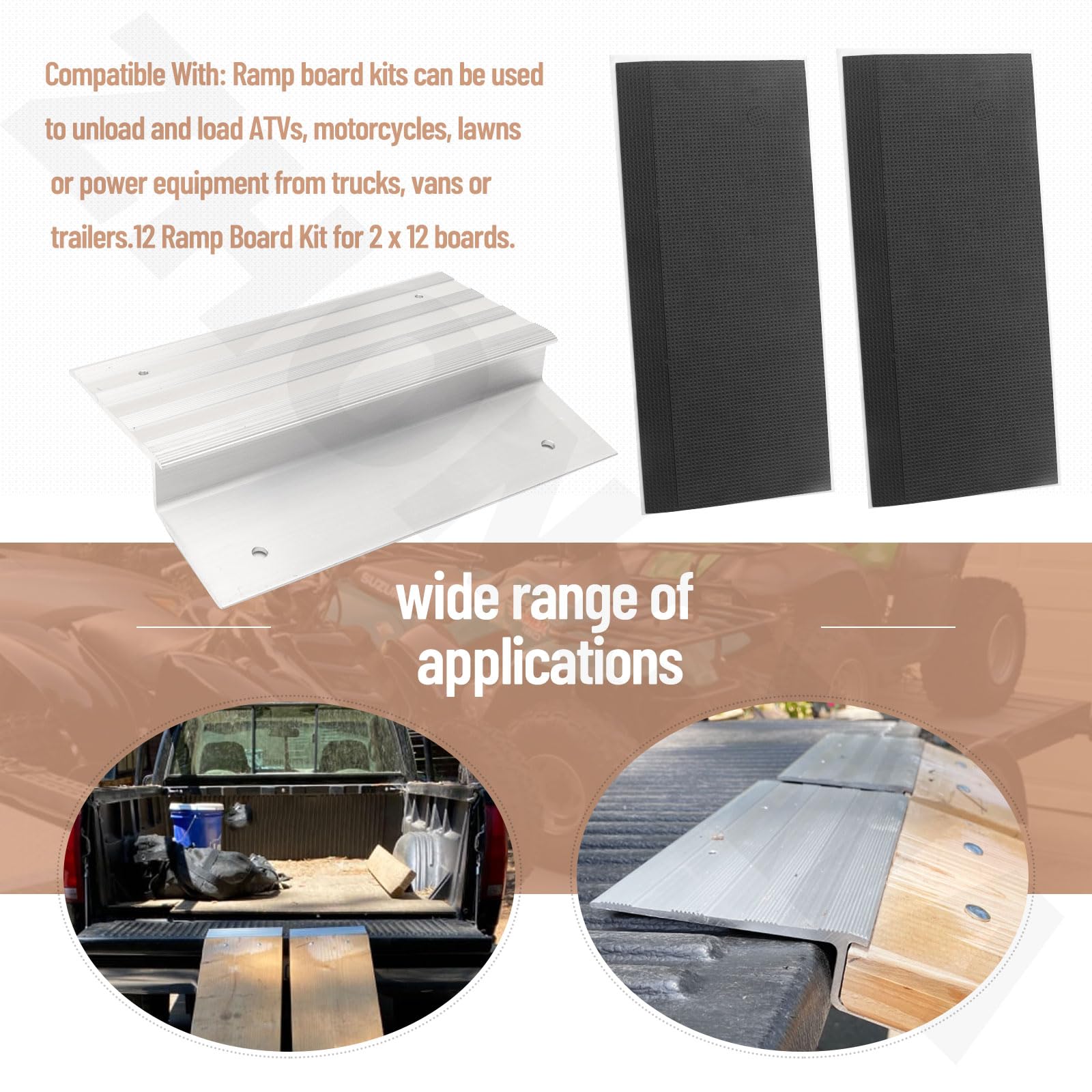 Snapklik.com : 2 Pack 12” Aluminum Ramps Bracket Kit, Weight Capacity ...