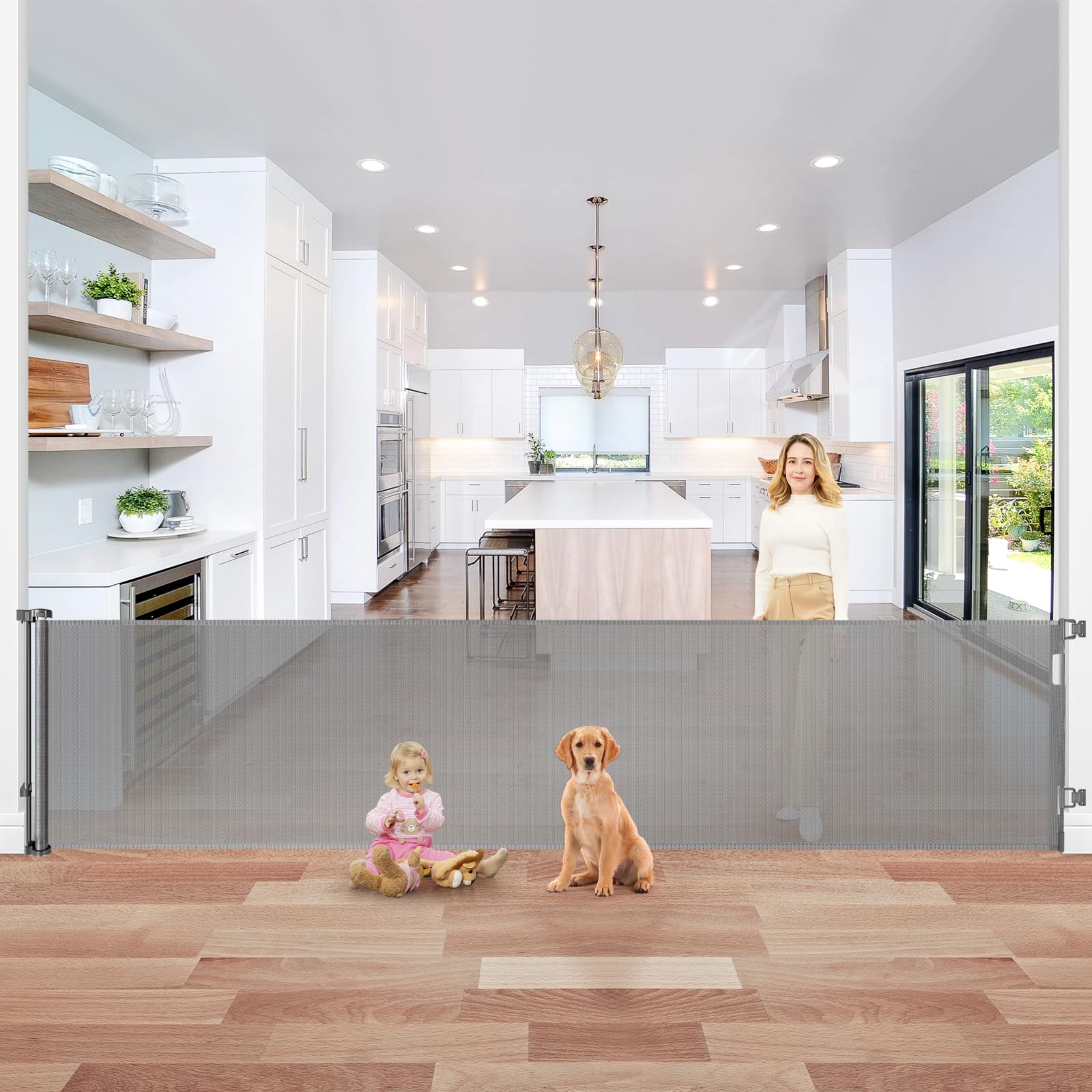 135 Inch Extra Long Baby Gate Retractable Baby Gates Extra Wide Baby ...