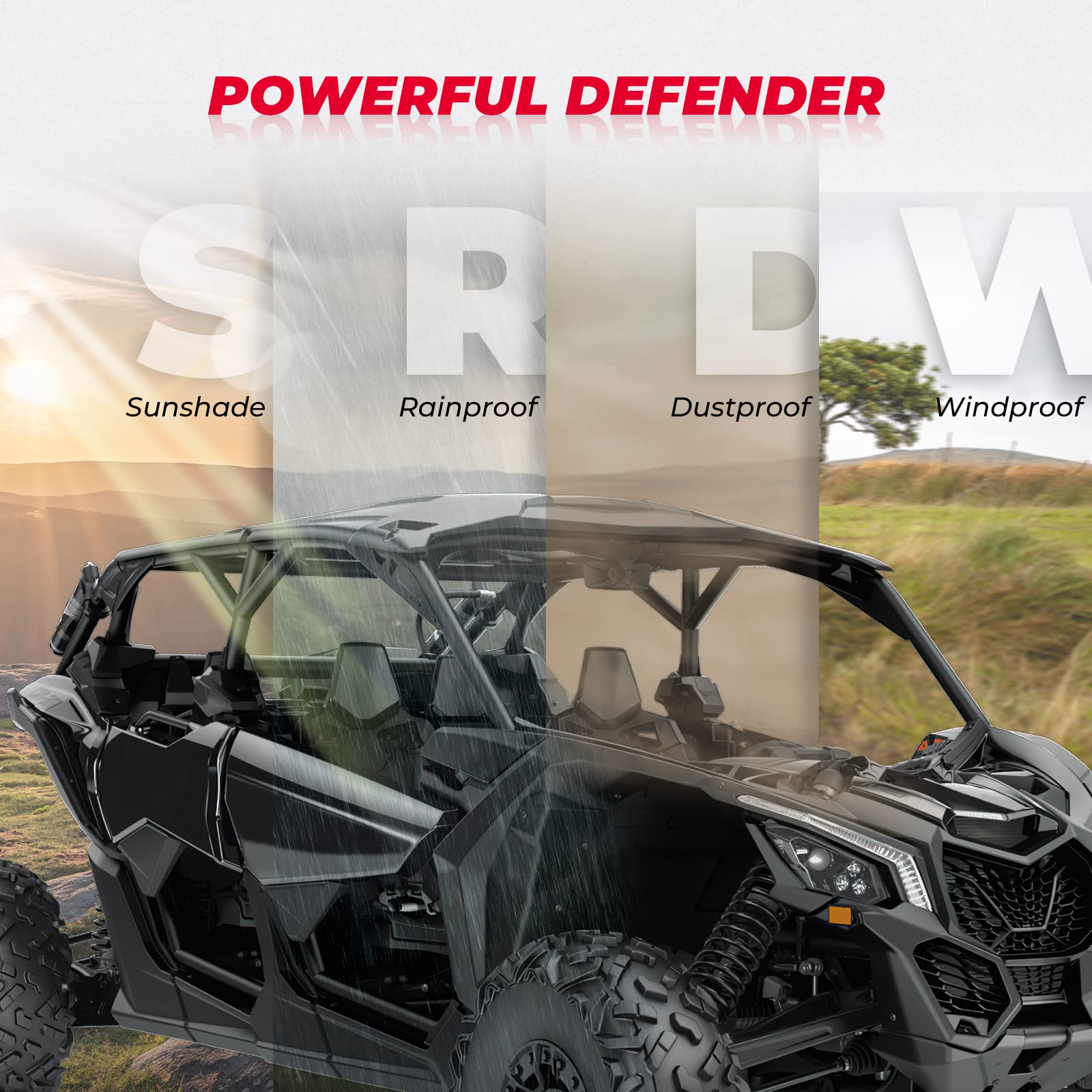 Kemimoto X3 Max Roof, 4 Pieces Combination Hard Roof Top Sun Visor ...