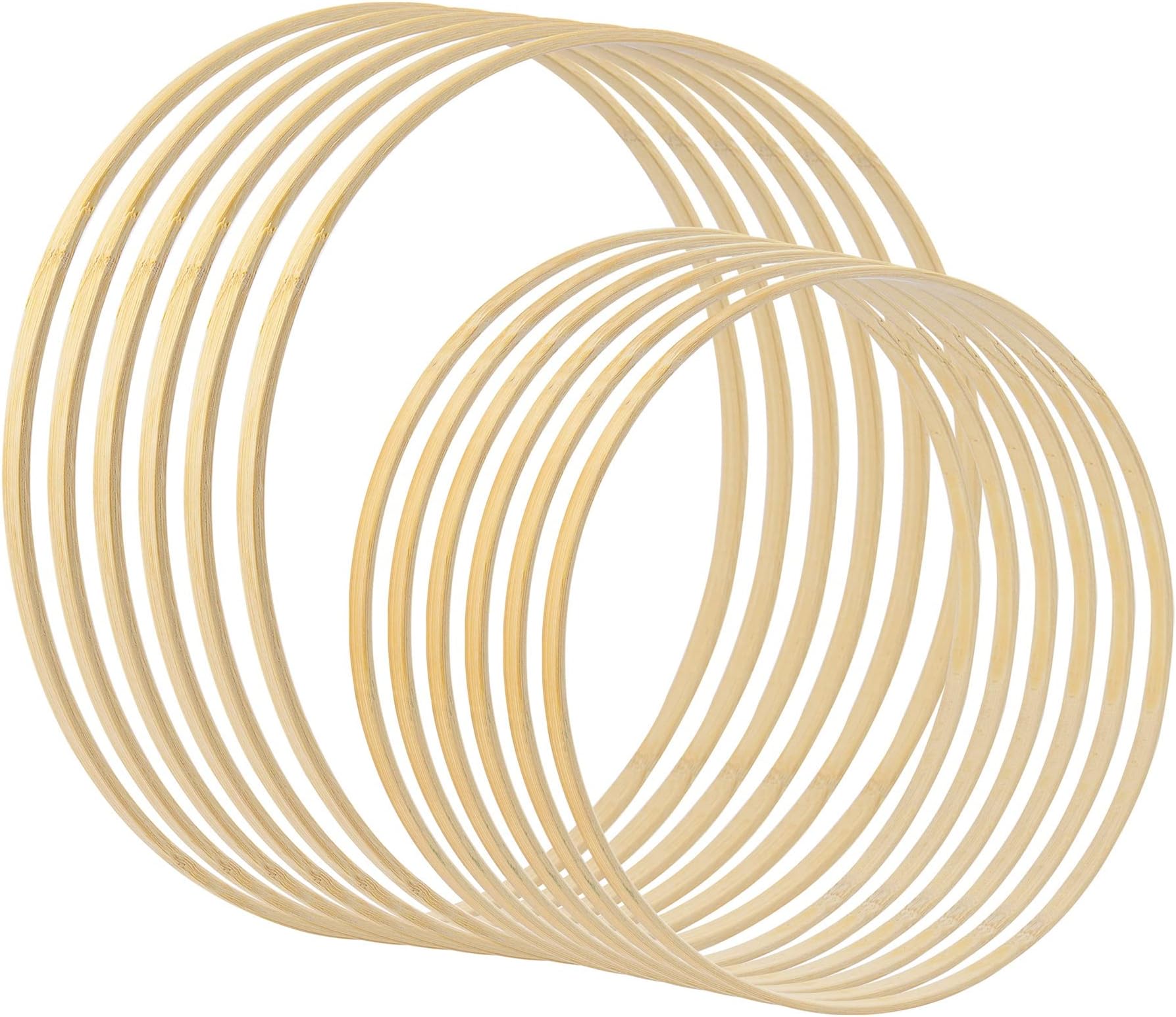 Amazon.com: jojofuny 12pcs Wooden Bamboo Floral Hoop Wreath Macrame ...