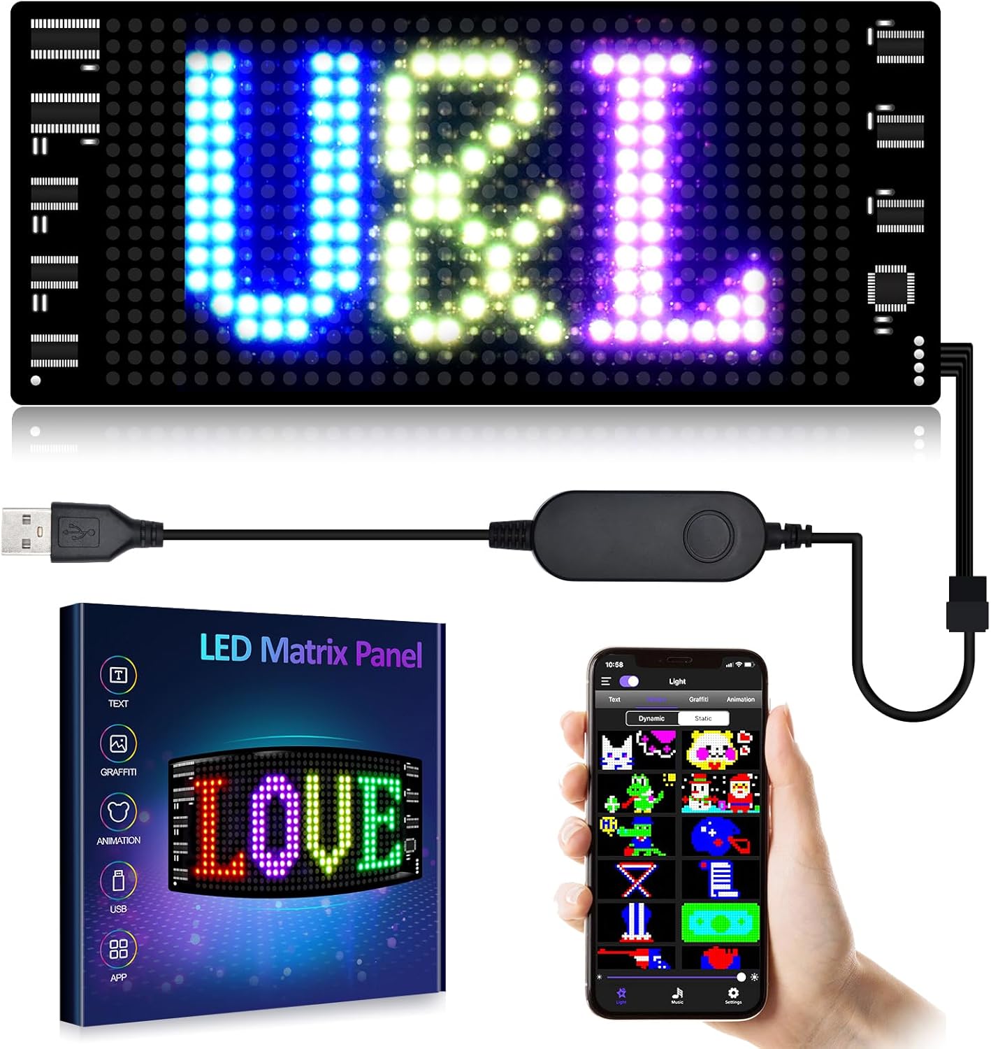 Amazon.com: GOTUS LED Car Sign,Scrolling LED Sign,Programmable Flexible ...