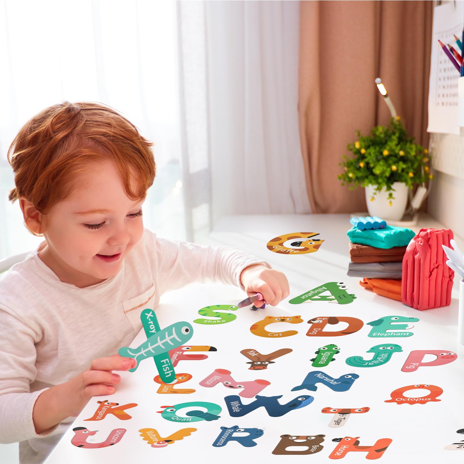 26pcs Magnetic Animal Letters, Thick Alphabet Magnets Cute Magnetic ...