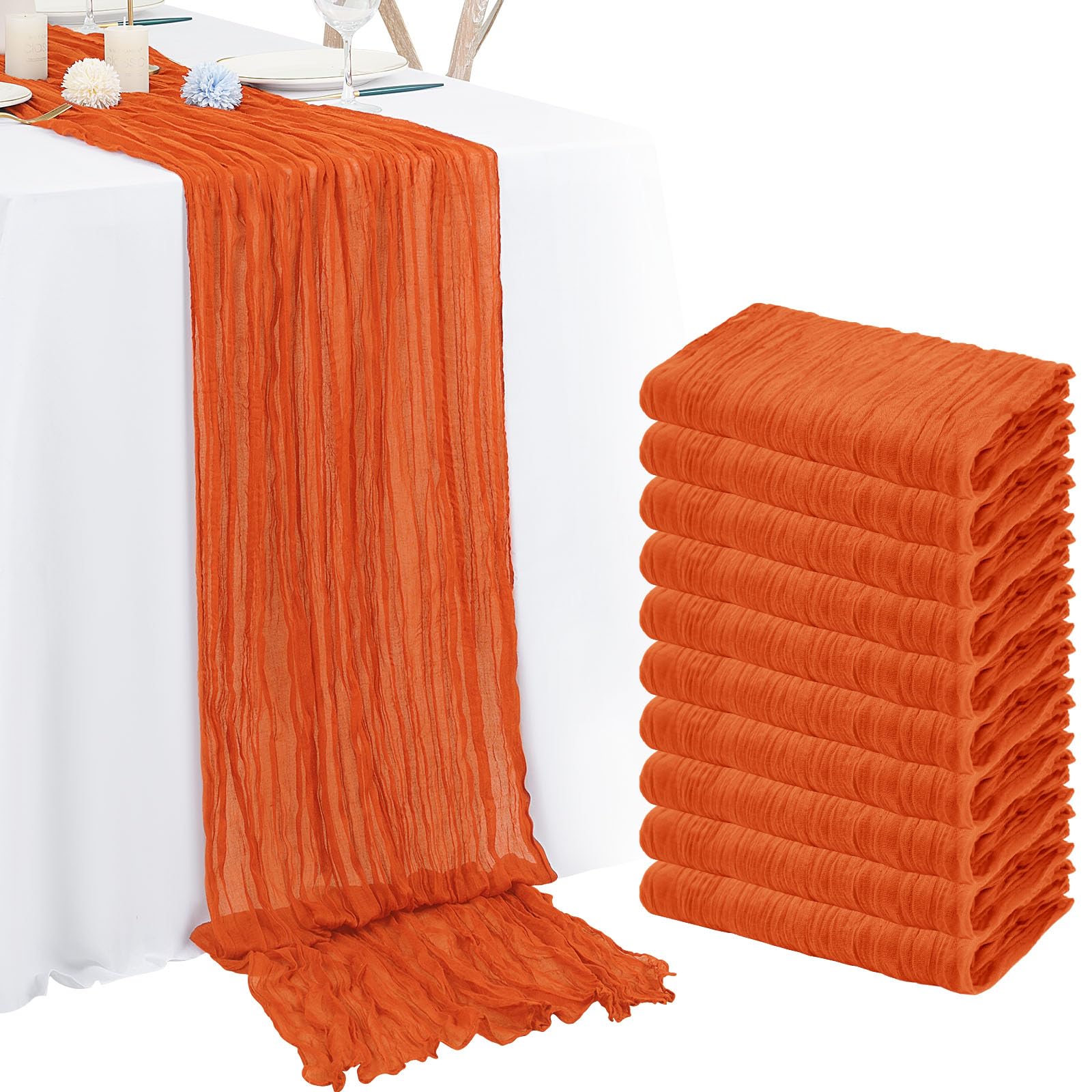 Amazon.com: 10 Pack 10Ft Orange Cheesecloth Table Runner Boho Romantic ...