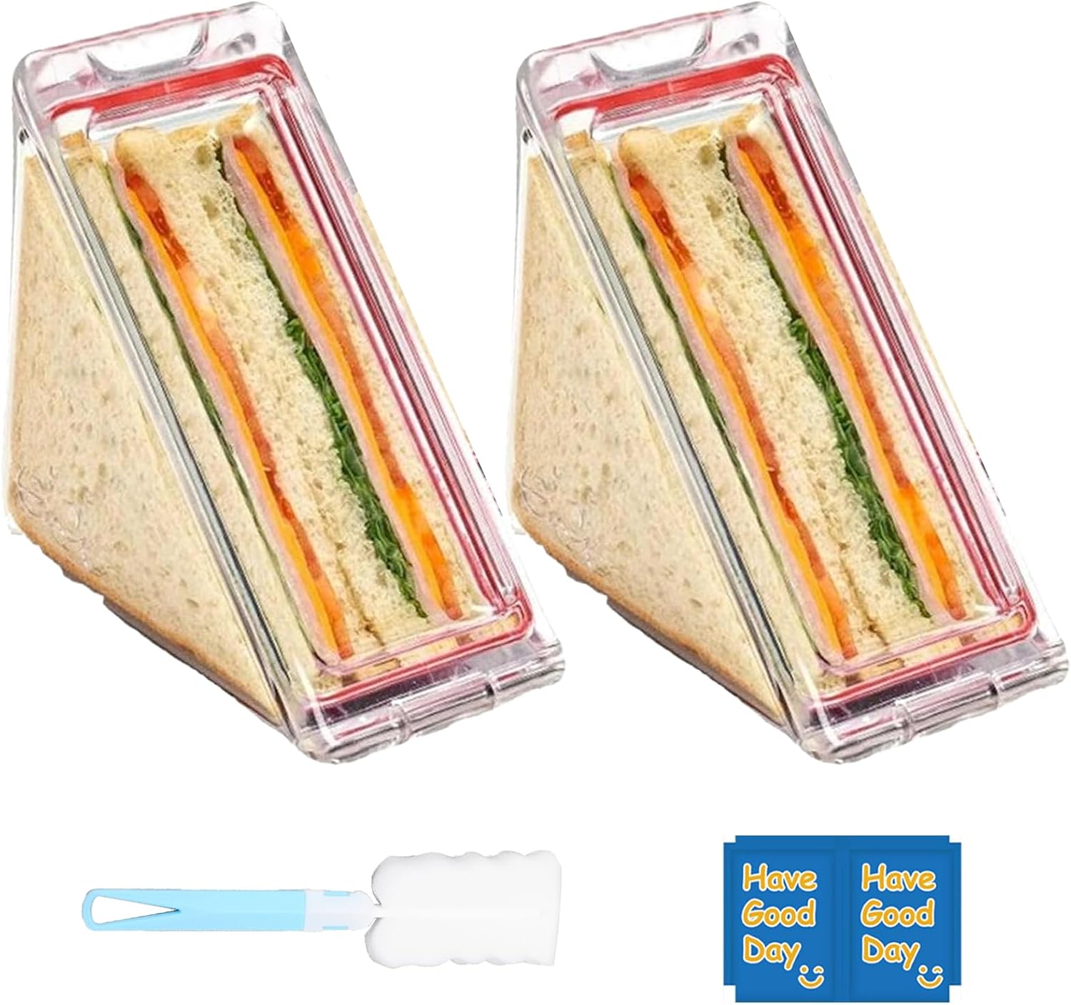 Bettinay 2PCS Portable Triangle Sandwich Container with Lids, Reusable ...