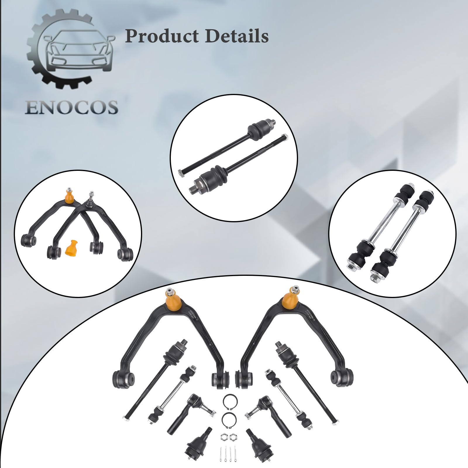 10Pcs K80942 4WD Front Upper Control Arms + Lower Ball Joints Tie Rods ...