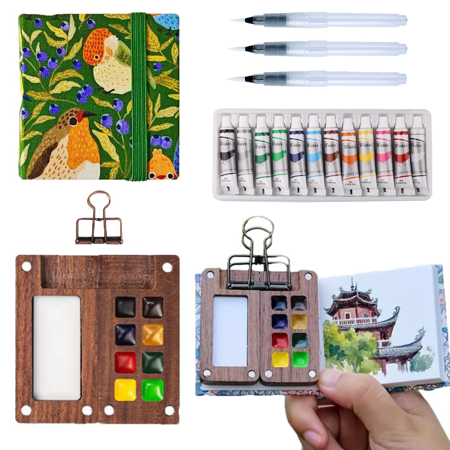 Amazon.com: Aimery Mini Watercolor Paint Set, Miniature Tiny Compact ...