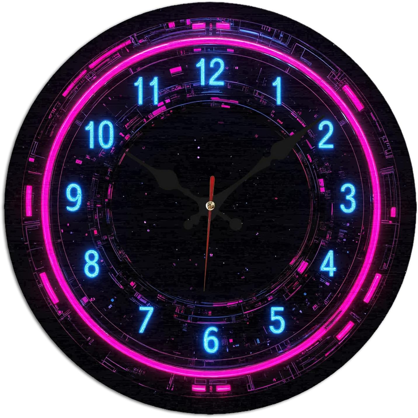 Amazon.com: Futuristic Neon Pink Blue Ring Wall Clock - 10 Inch Silent ...