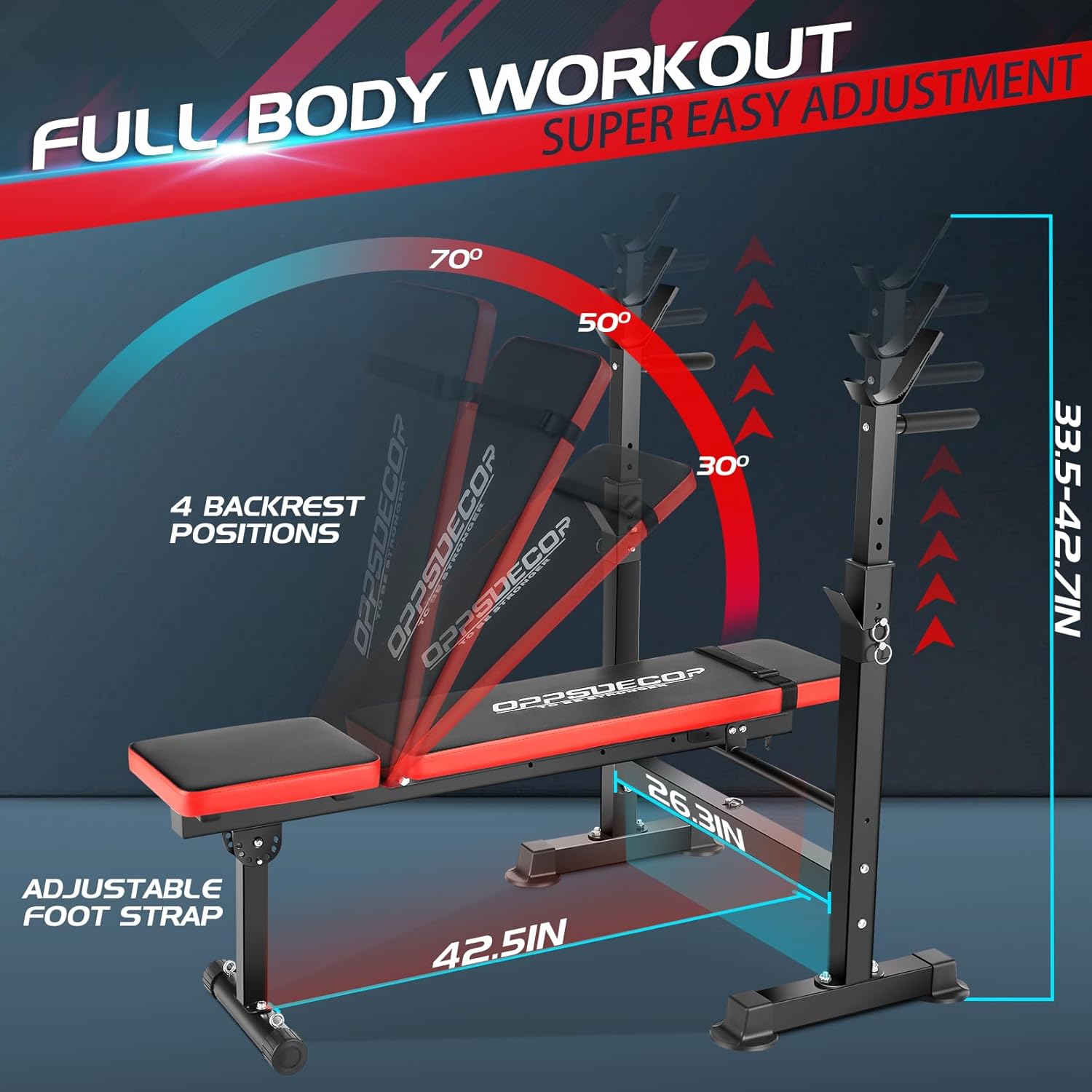 OPPSDECOR 6-in-1 Weight Bench Set User Manual