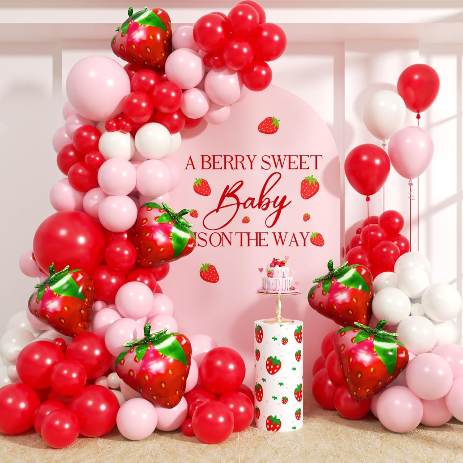 Amazon.com: EICUECUE Strawberry Balloons Garland Arch Kit - 153Pcs ...