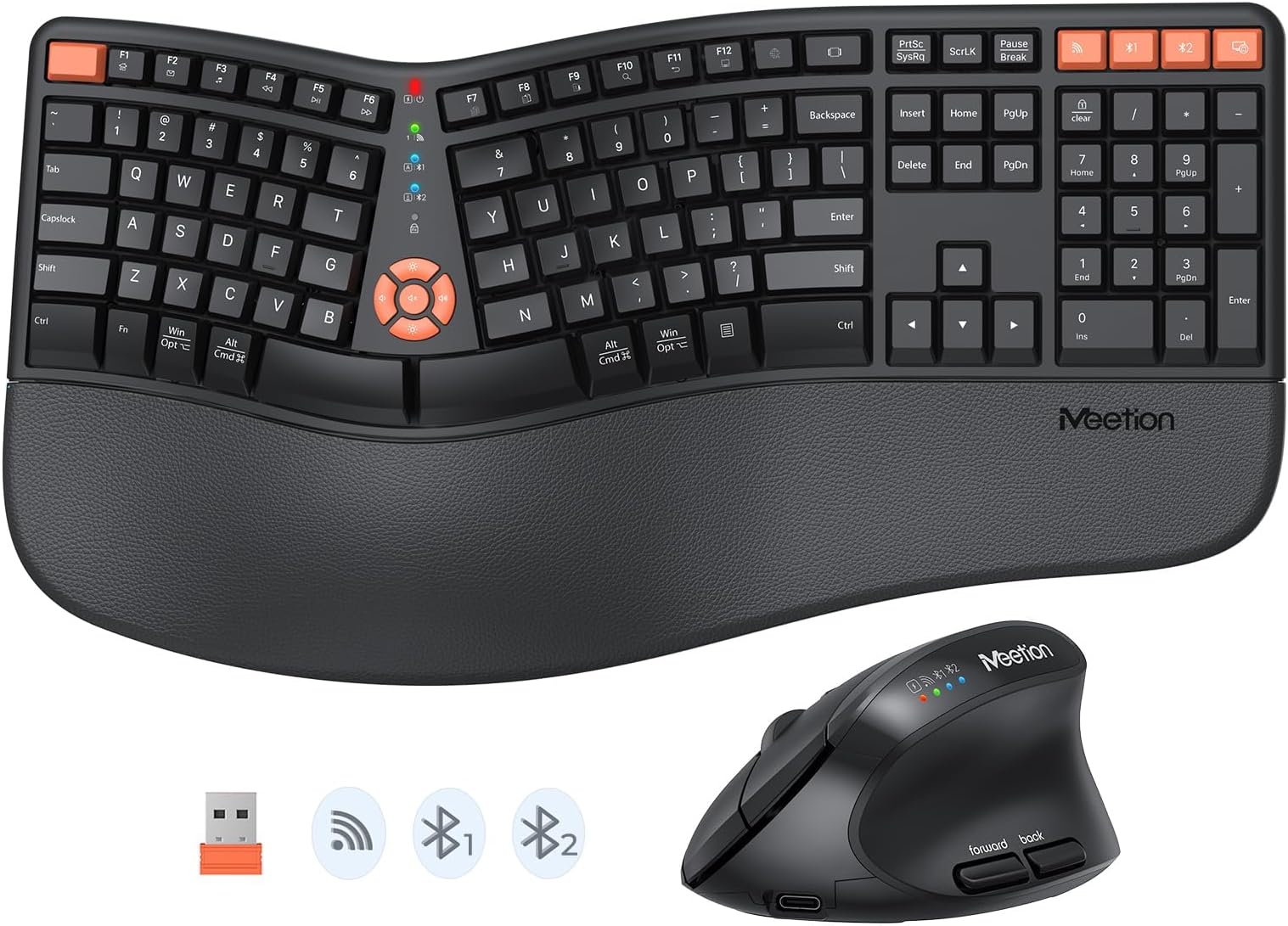 Meetion Ergonomic Keyboard And Mouse Wireless Combo Bluetooth 2 4g Ergo Split