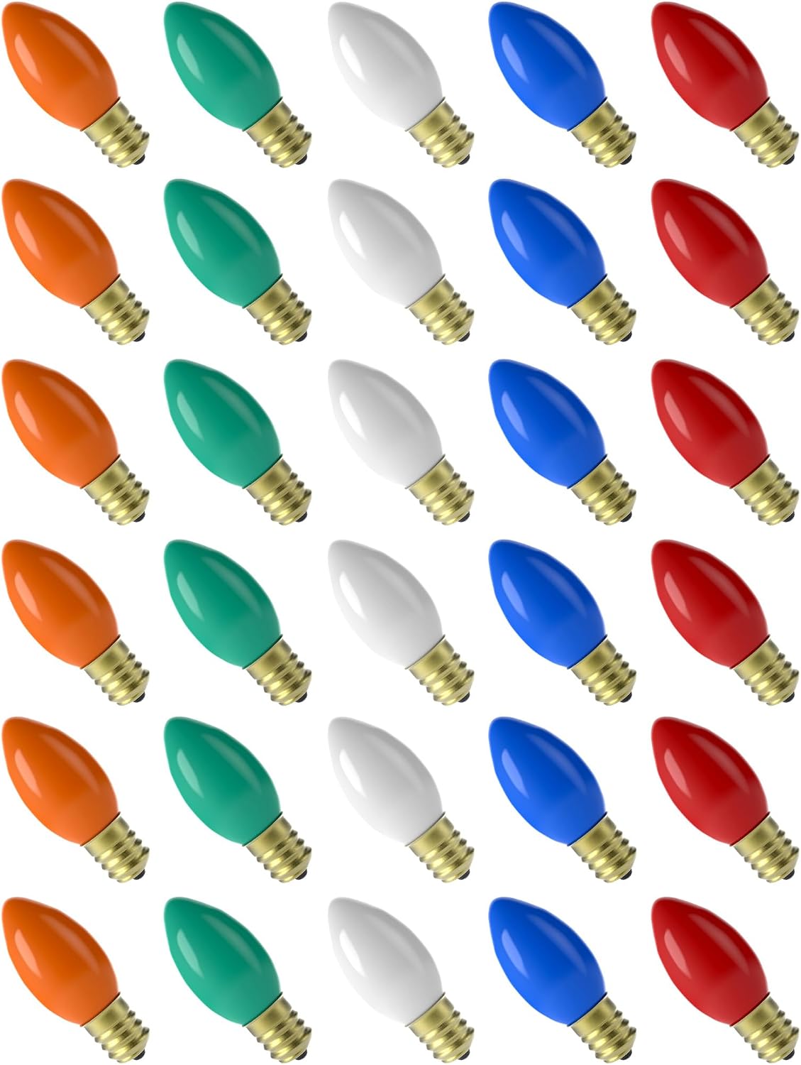 Adirxon 30-Pack C9 Incandescent Bulbs (Shatterproof), Frosted Opaque ...