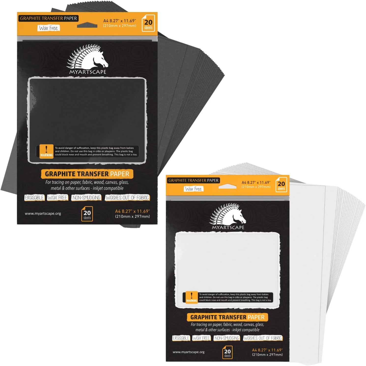 Amazon.com: MyArtscape Graphite Transfer Paper Bundle (Black and White ...