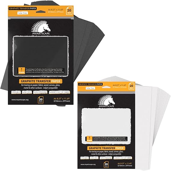 Amazon.com: MyArtscape Graphite Transfer Paper Bundle (Black and White ...