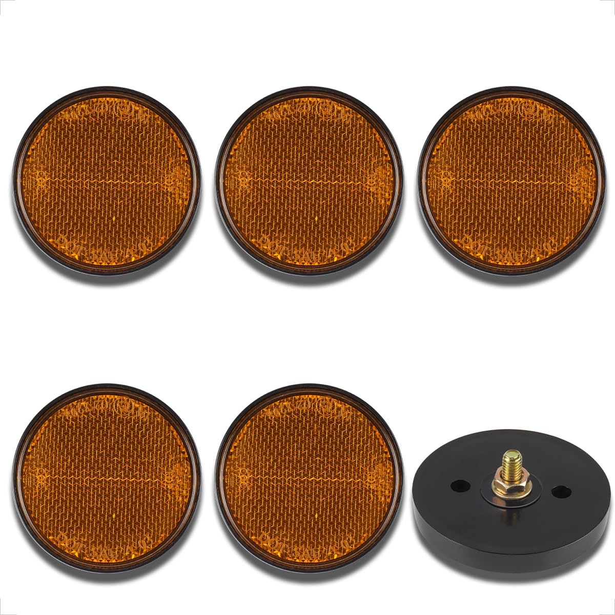 Snapklik.com : Evermotor 6 PCS Amber Yellow Round M6 Reflectors: 2.3 Inch