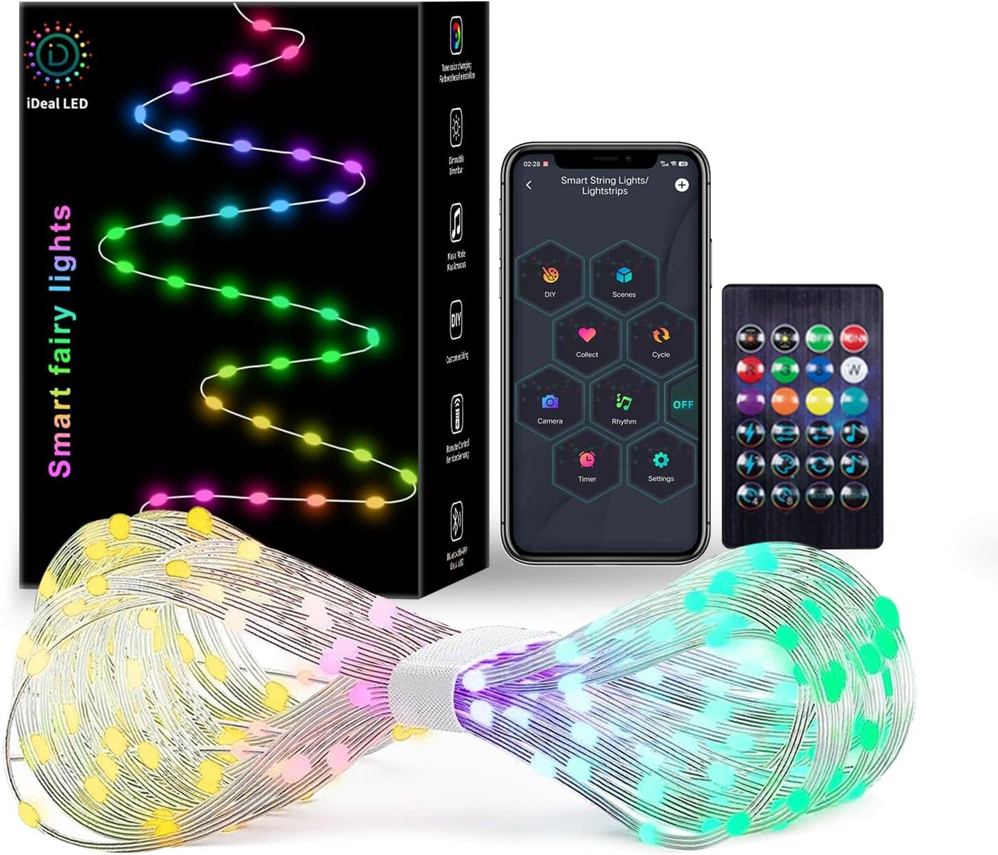 Amazon.com : Dreamworth 2 Pack 12 Modes Sound Activated Music String ...