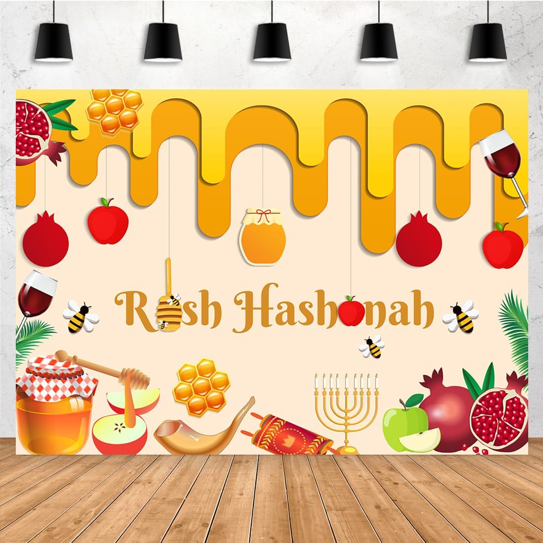 Amazon.com : Aperturee 7x5ft Rosh Hashanah Backdrop Jewish Party New ...