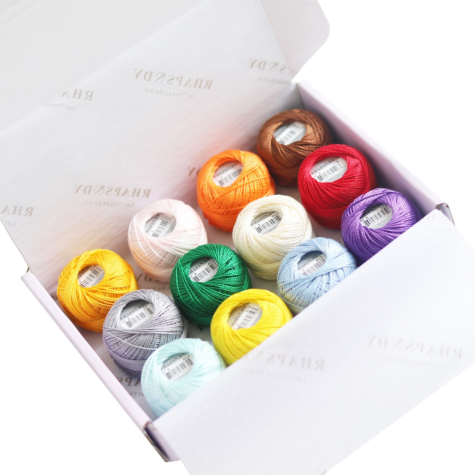 Amazon.com: Rhapsody 12 Balls Set #8 Size Perle Coton Thread 100% ...