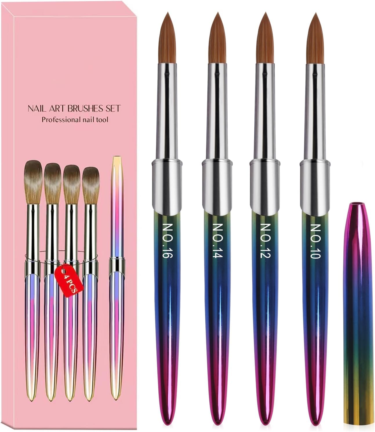 Amazon.com : 3PCS Acrylic Nail Brush, Size 8/10/14, Kolinsky Acrylic ...