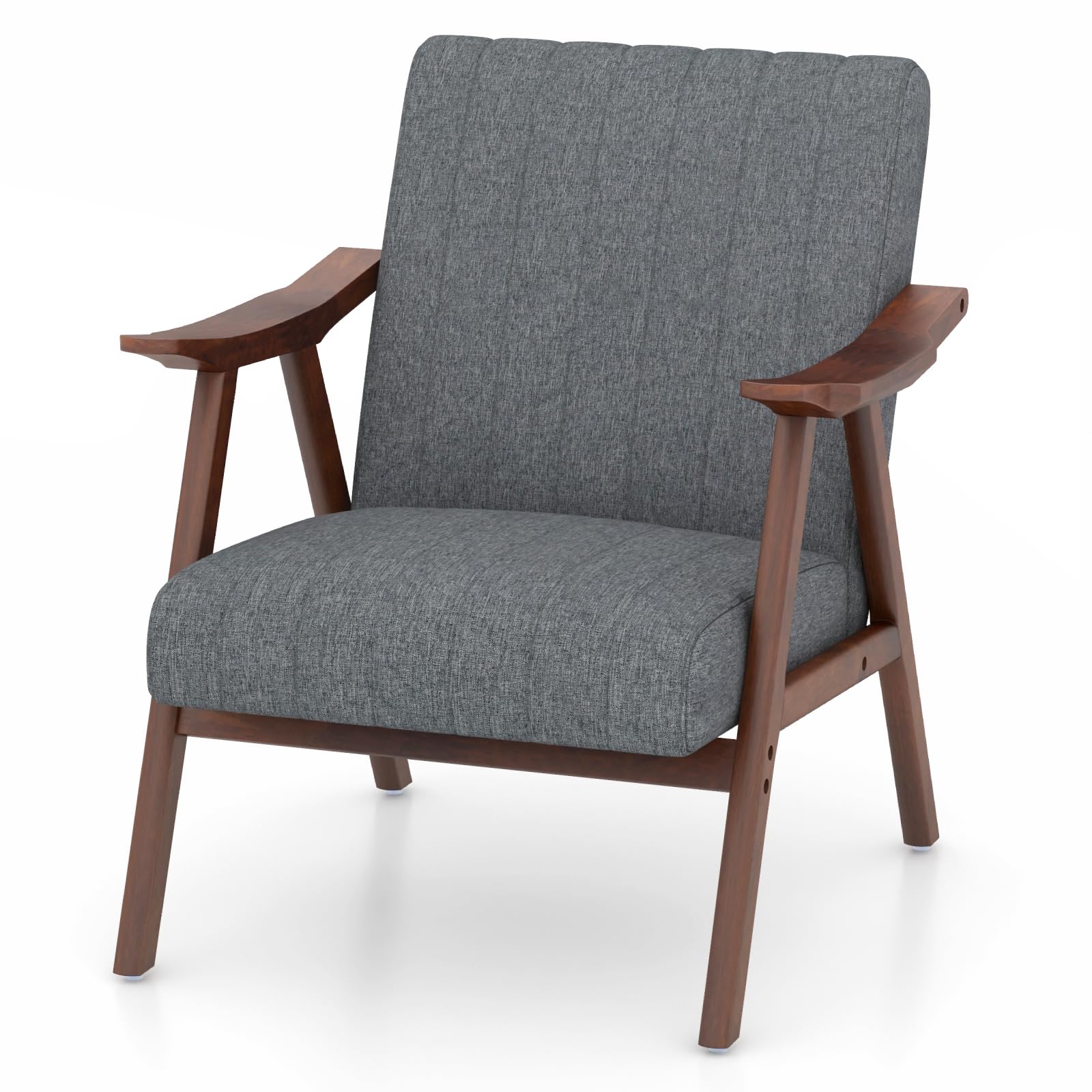 RELAX4LIFE Padded Accent Armchair, Wooden Upholstered Single Lounge ...