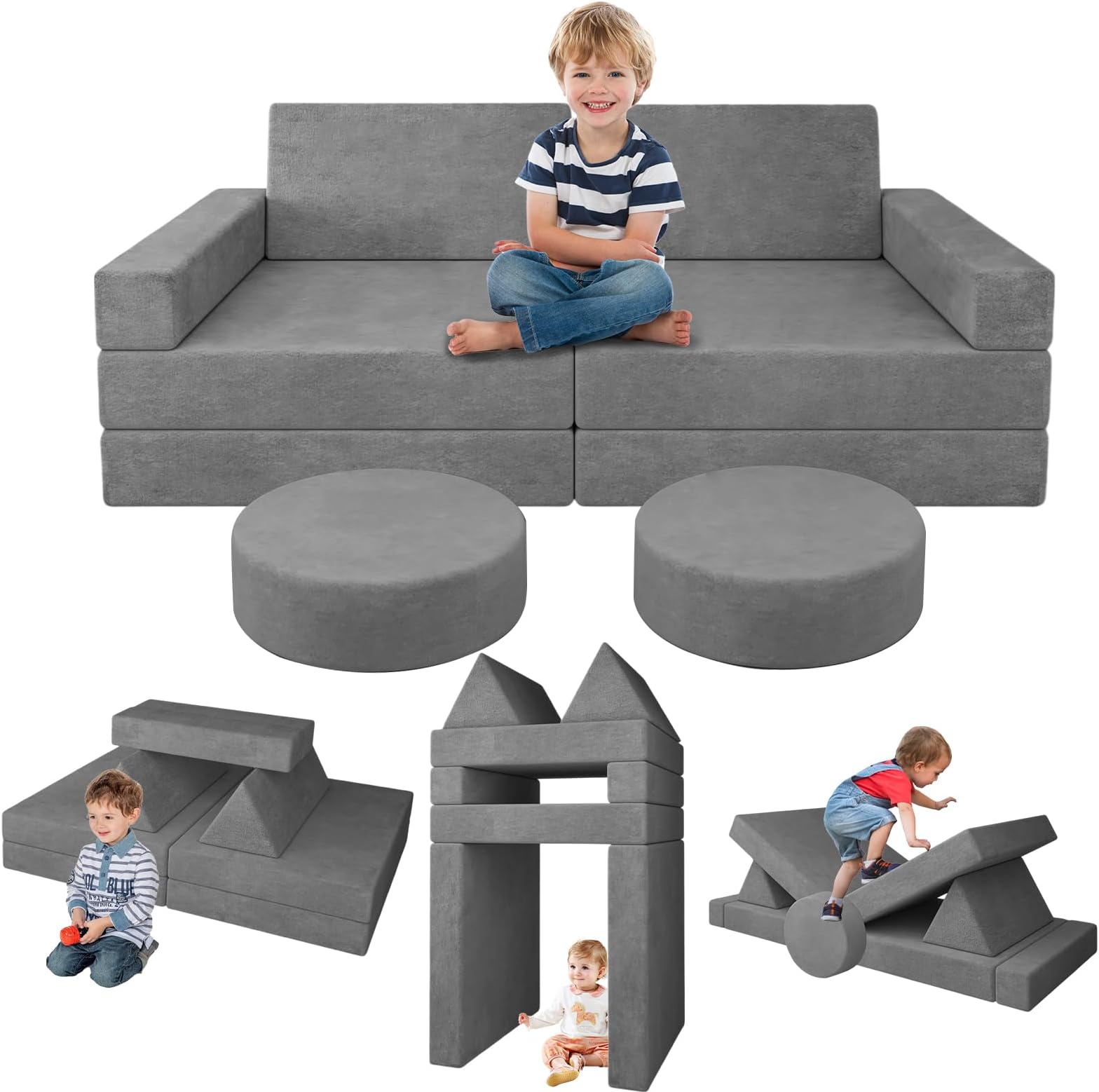 Amazon.com: BXCSMFA Modular Kids Play Couch,Kids Couch Building Fort ...