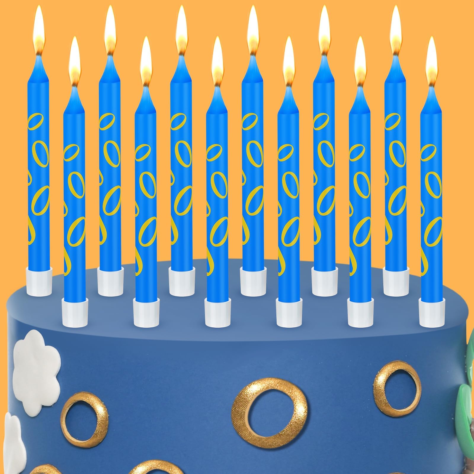 Amazon.com: Conelist 12 Pcs Blue with Gold Ring Print Themed Birthday ...