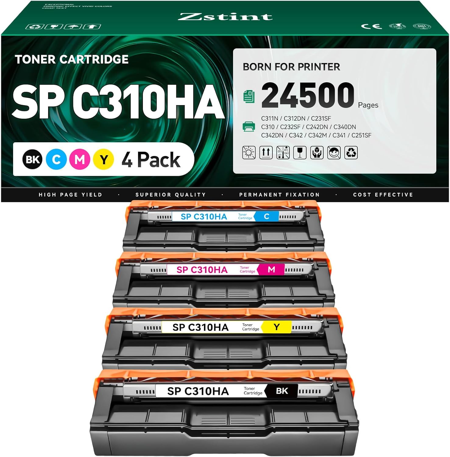 Amazon.com: SP C310HA Toner Cartridge Set 4-Pack 406475 406476 406477 ...