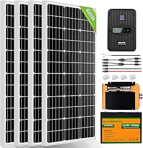 ECO-WORTHY Complete Solar Panel Kit 400W with 40A MPPT Charge ...