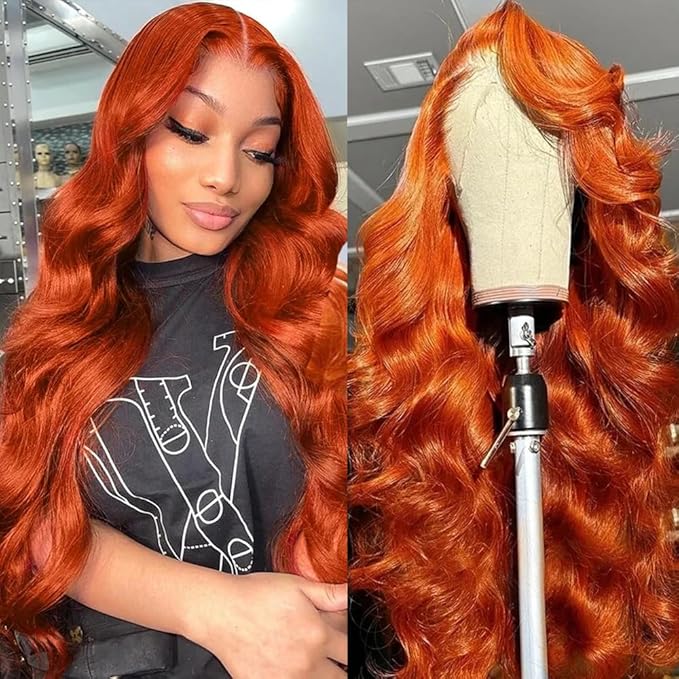Amazon.com : dorbess 34 Inch Ginger Wigs Human Hair 13x6 Lace Front ...