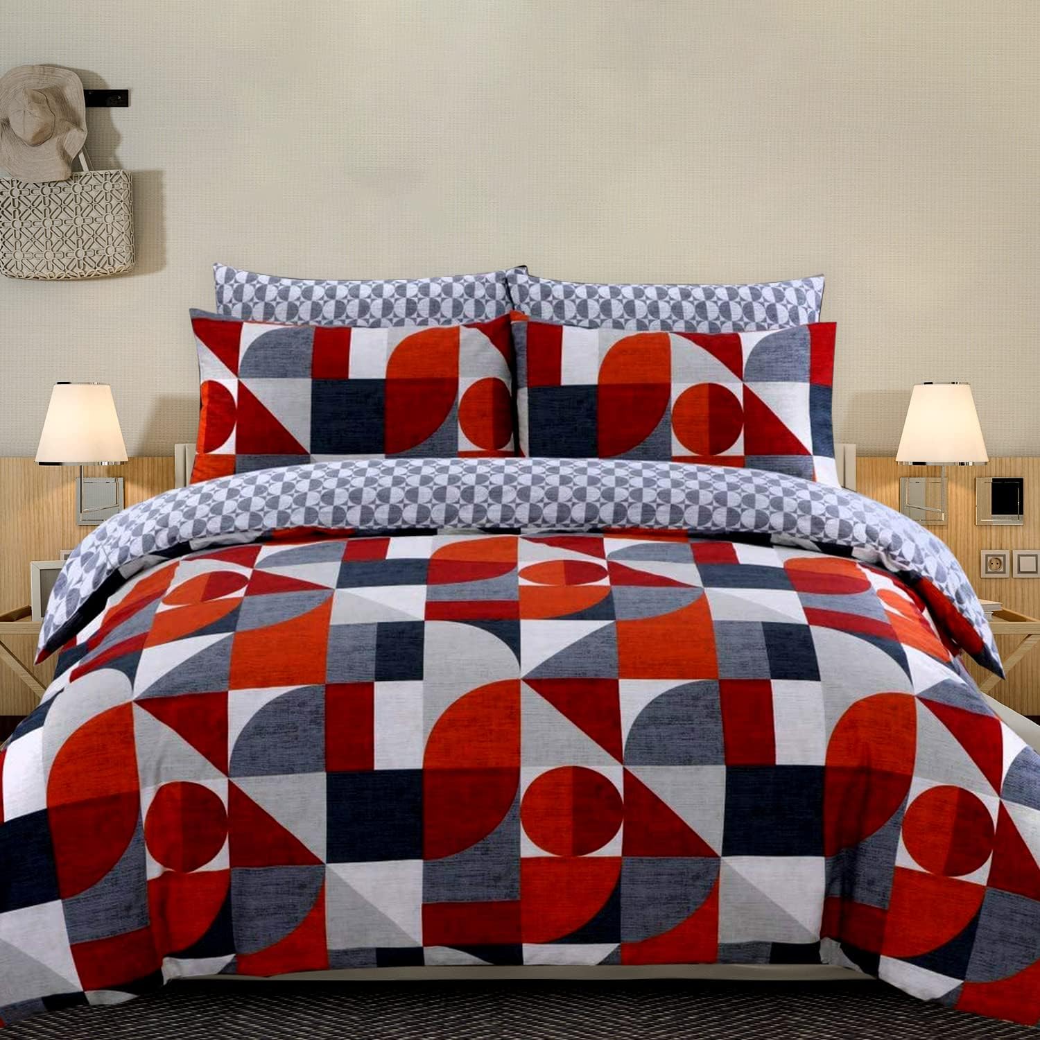 Indus Textiles 100% Pure Cotton Reversible Patterned Duvet Cover Sets ...