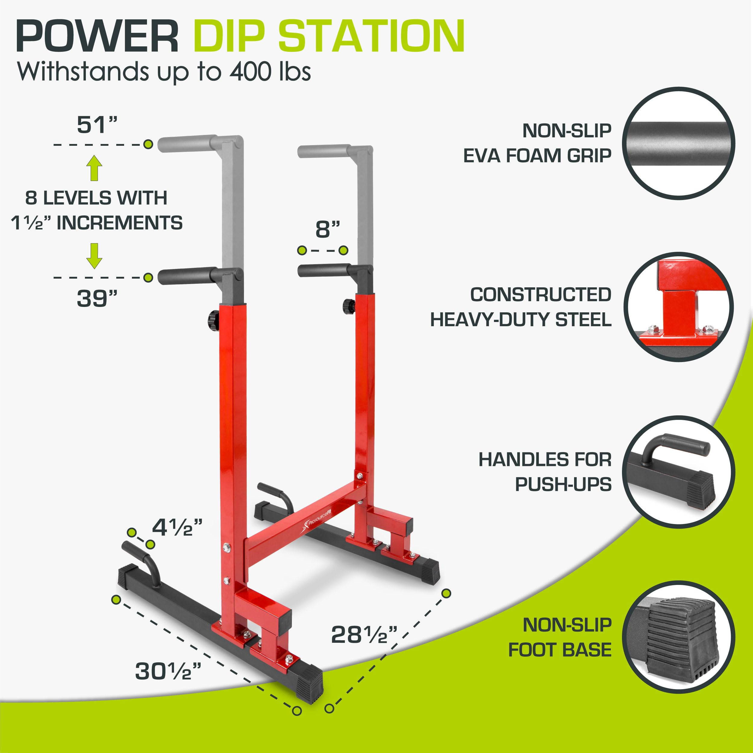 Snapklik.com : Power Dip Station Adjustable Height Upper Body Equipment ...