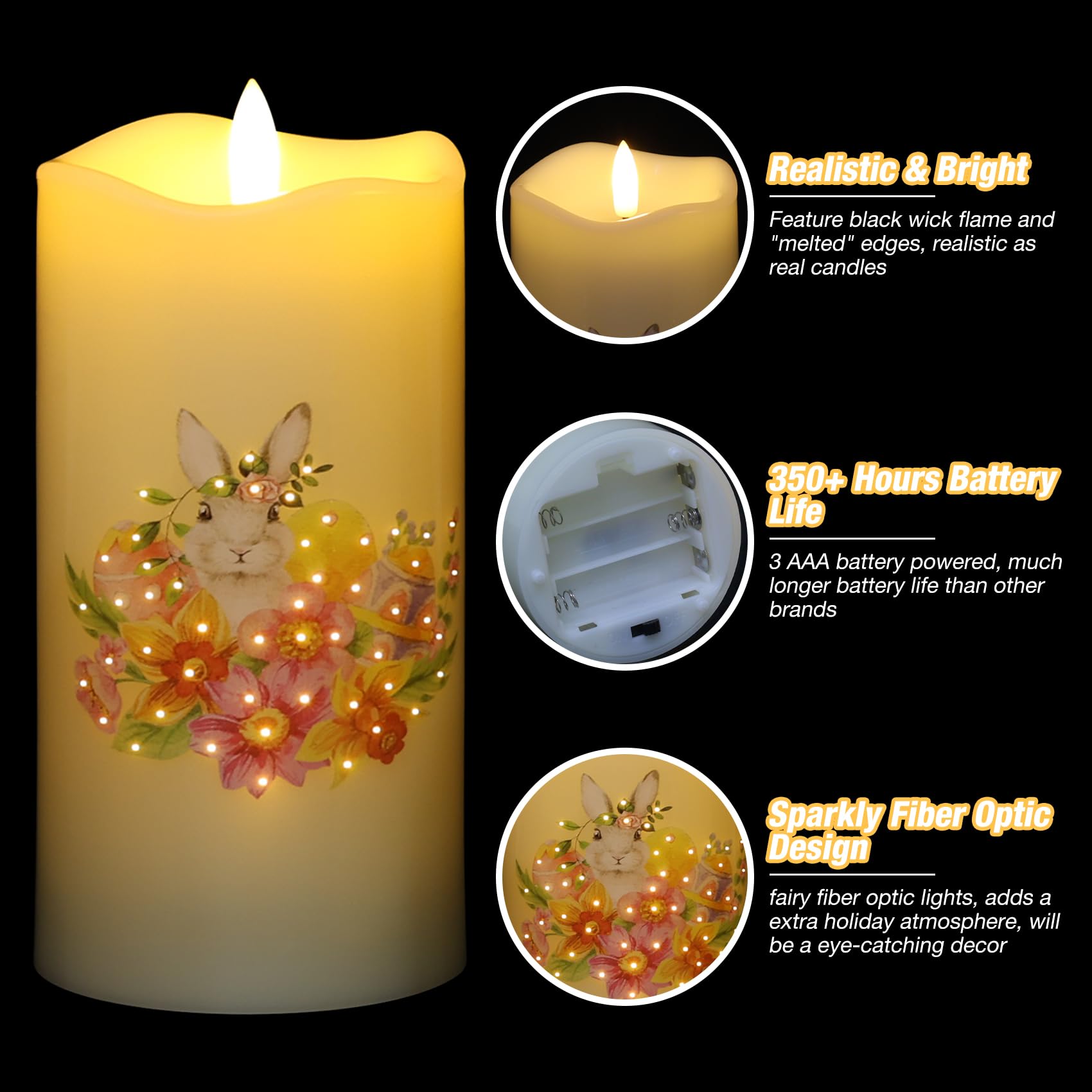 Snapklik.com : Eywamage Fiber Optic Easter Flameless Candles