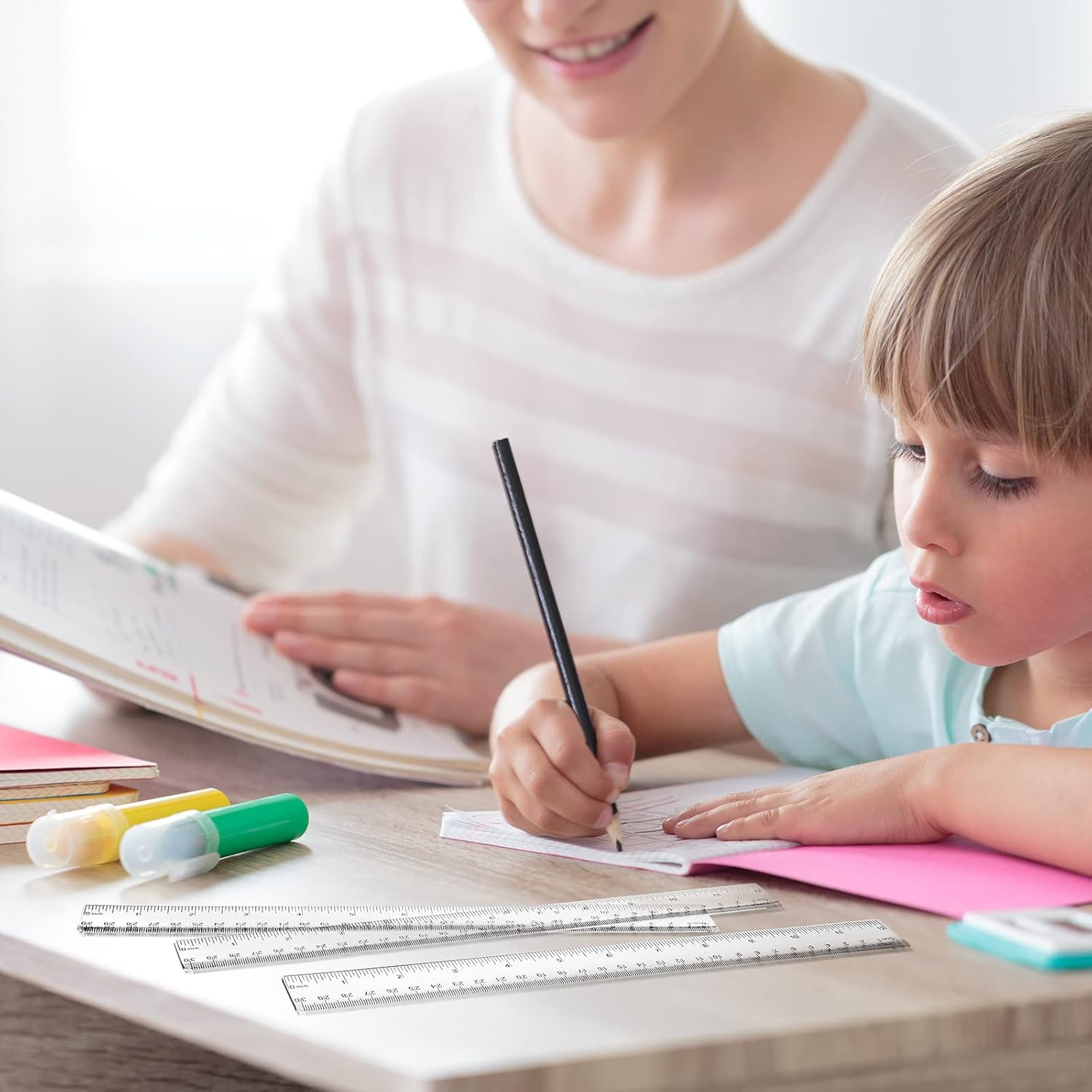 100 reglas transparentes de 12 pulgadas, regla recta con pulgadas y ...