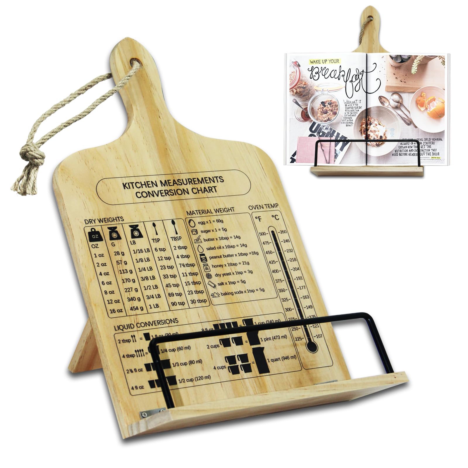 Amazon.com: Cookbook Stand, Dhnvcud Wooden Recipe Book Holder ...