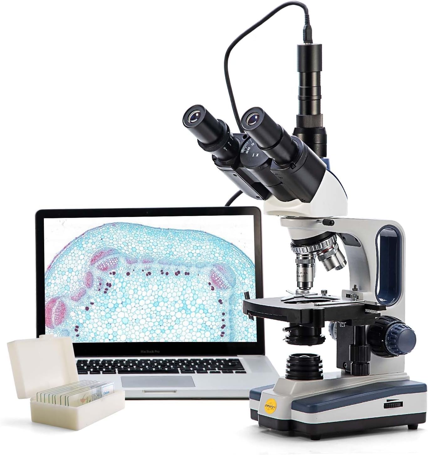 Amazon.com: SWIFT 40X-2500X Trinocular Compound Lab Microscope with 3MP ...