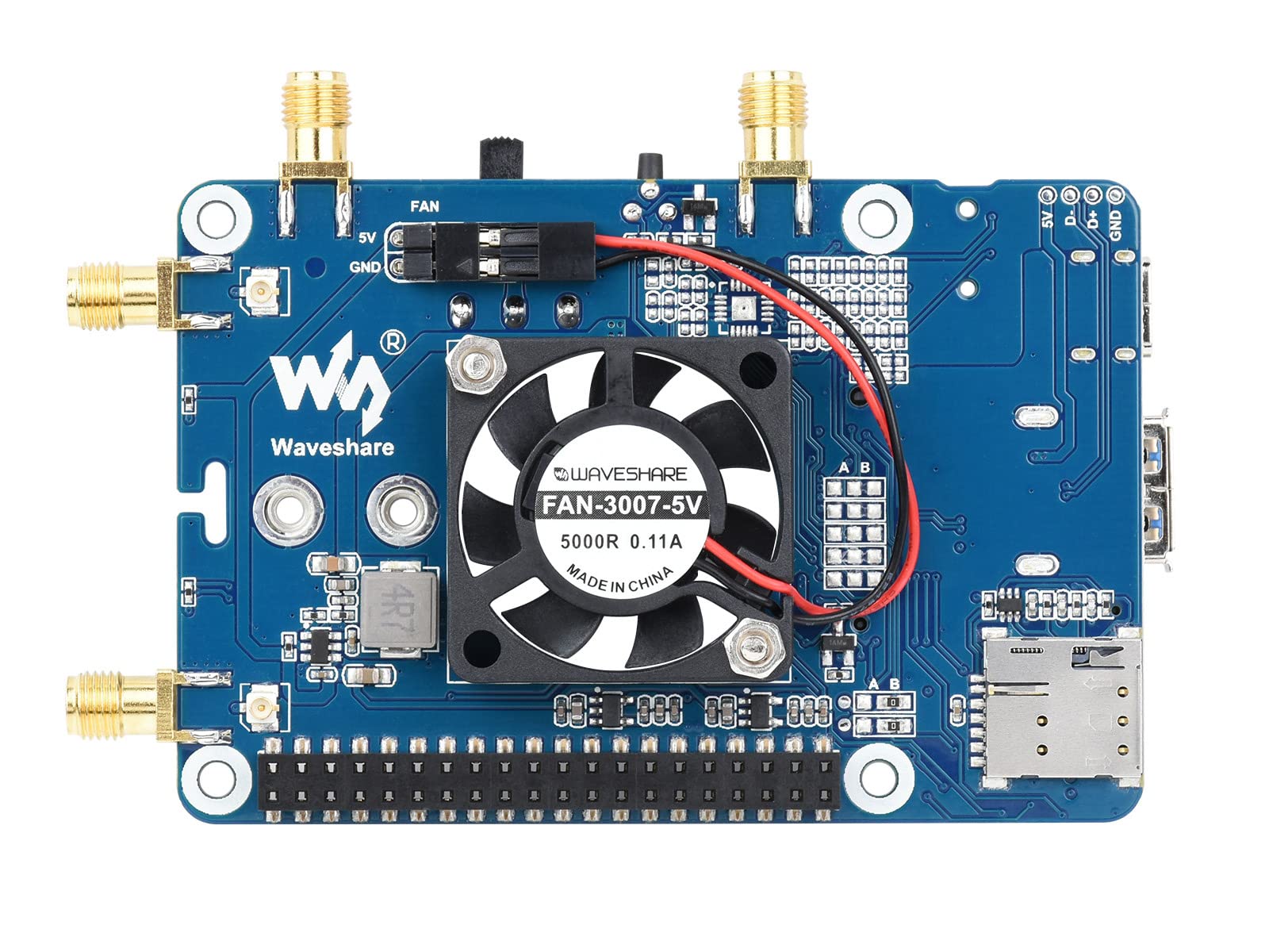 Waveshare RM520N-GL 5G HAT with Case Compatible with Raspberry Pi, Quad ...