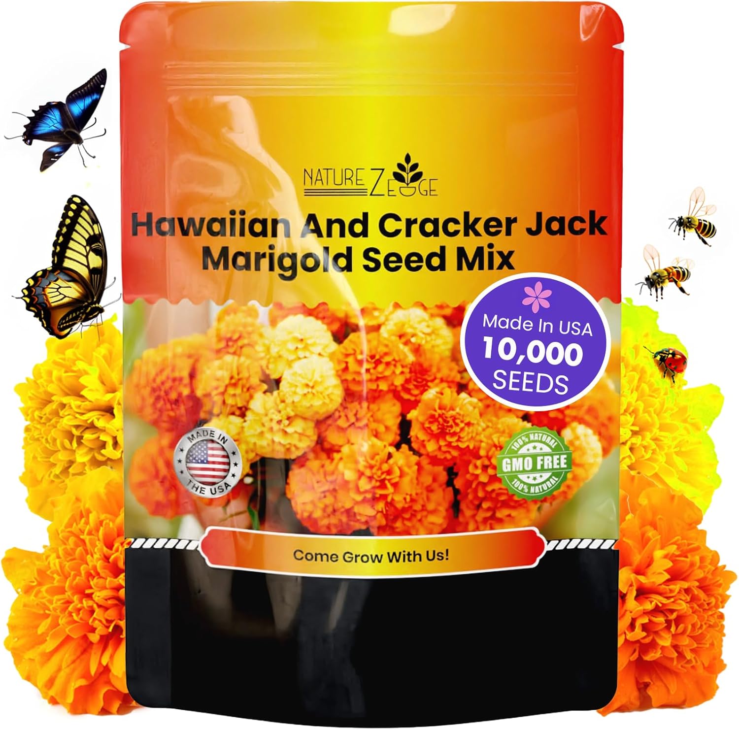Amazon.com : NatureZ Edge, Marigold Seeds for Planting Outdoors, 1 Ounce 10,000 Seed, Hawaiian ...
