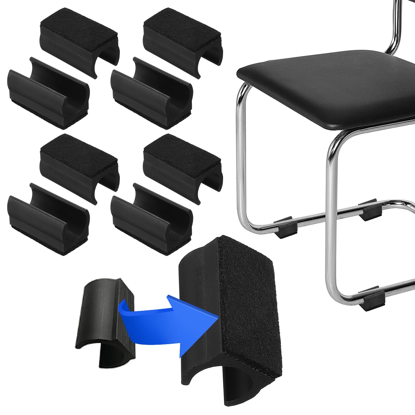 PATIKIL Rectangle U Shaped Chair Leg Tips Caps with Felt Pads, 8 Pack ...